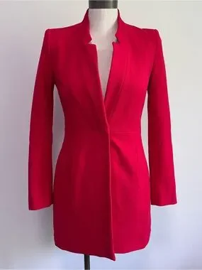 Zara | Jackets & Coats | Zara Red Longline Blazer Jacket | Poshmark